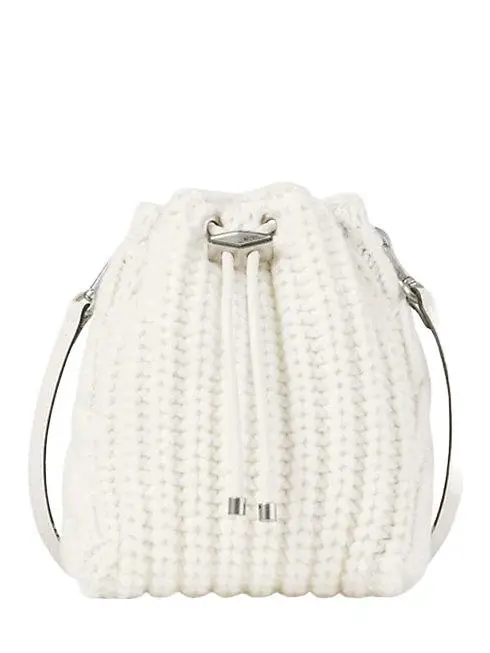 JIMMY CHOO Knitted Wool Bucket Bag - Latte/antique Silver