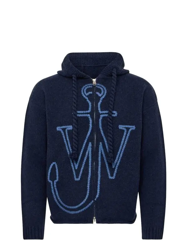 JW Anderson Embroidered Zip-up Sweatshirt - Blue