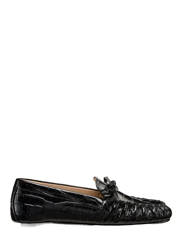 STUART WEITZMAN Britt Croc-embossed Loafers - Black