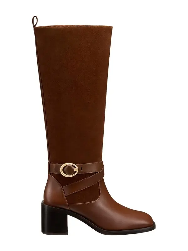 STUART WEITZMAN 55mm Benni Mixed Leather Riding Boots - Deep Coffee