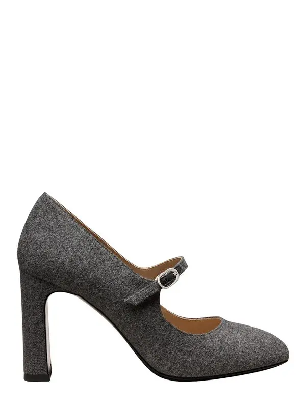 STUART WEITZMAN 85mm Babette Flannel Mary Jane Pumps - Slate