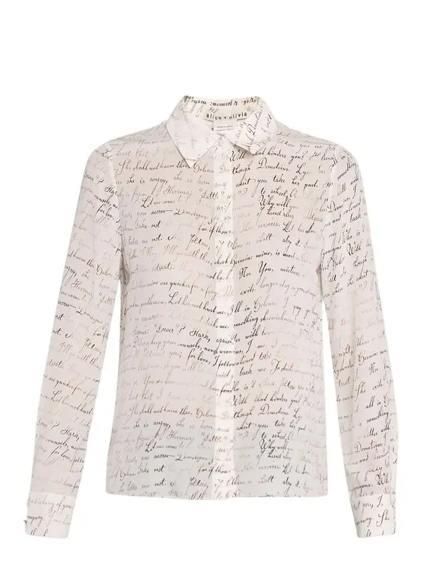 Alice + Olivia Shakespeare's Letter Willa Silk Placket Top - Sksp Ltr V