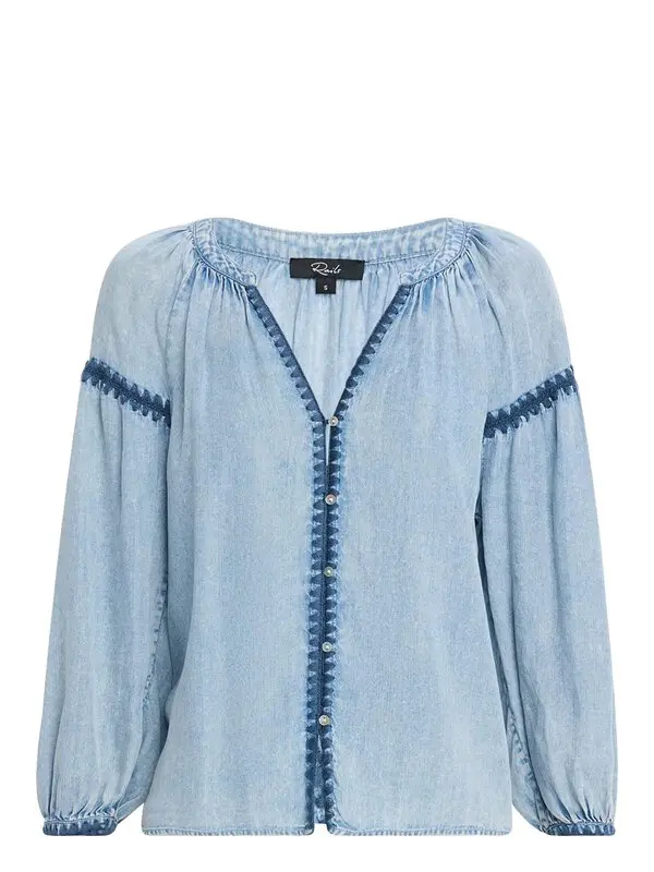 Rails Toshi Embroidered Chambray Blouse - Medium Cloud Wash