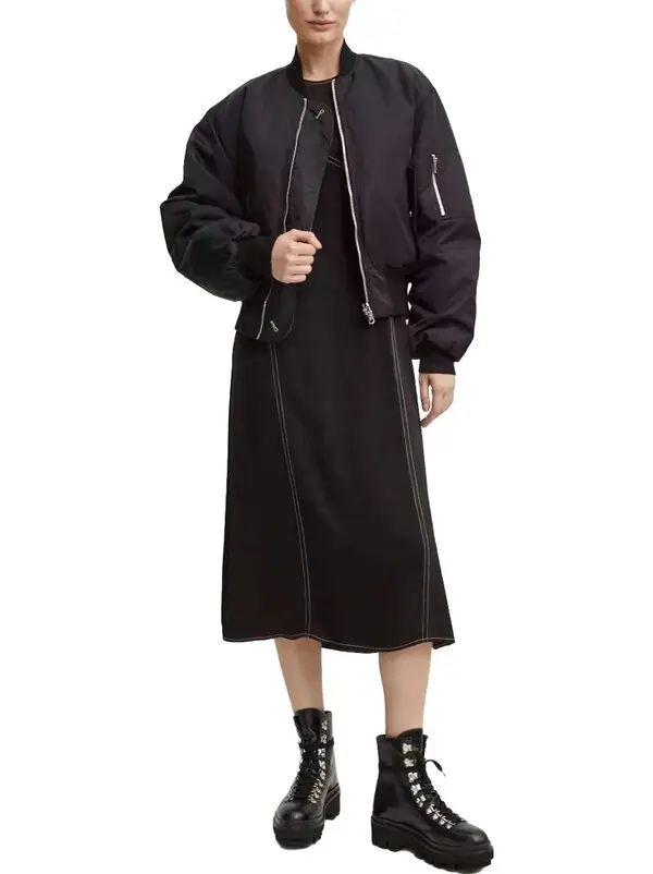 Day Birger Et Mikkelsen Contrast-stitching Midi Dress - Black