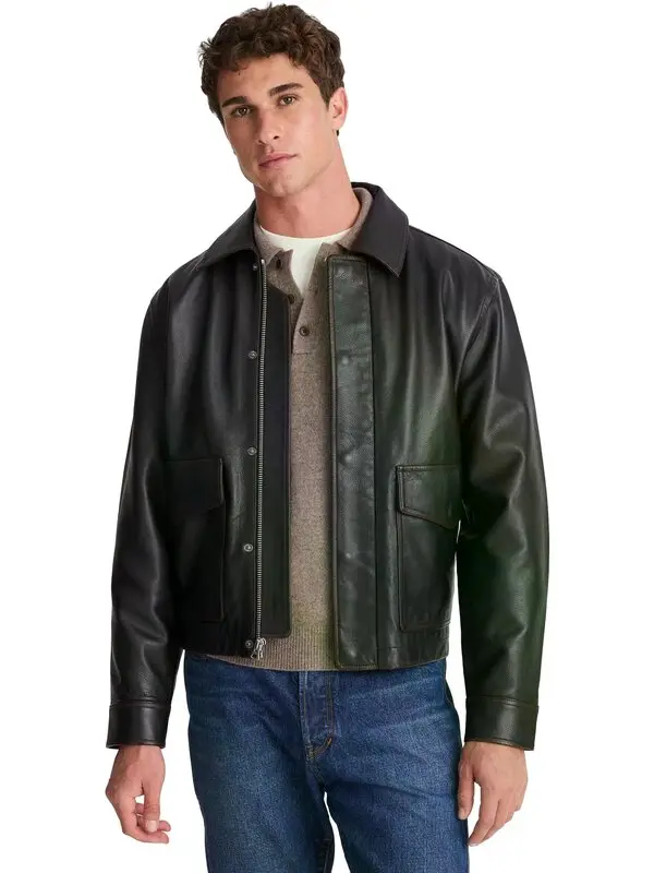 Madewell Leather Flight Jacket - Dark Black