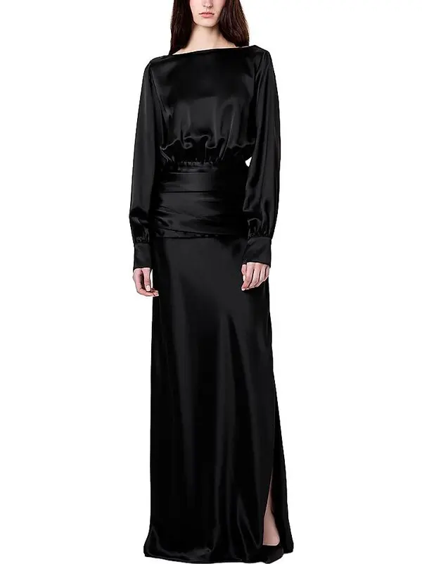 NICHOLAS Samina Ruched Gown - Black