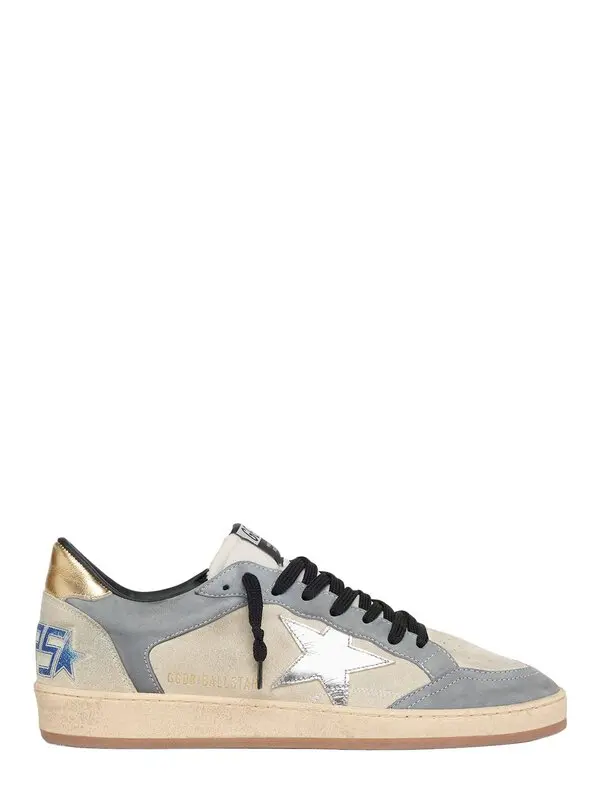 Golden Goose Ball Star Leather Low-top Sneakers - Grey/denim/silver/go