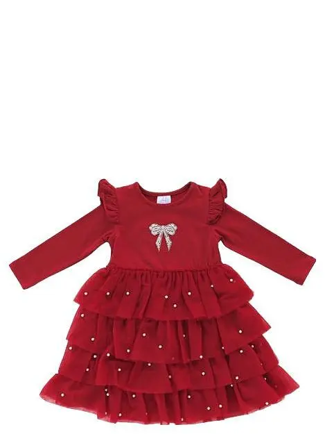 SWEET WINK Pearl Embellished Tutu Dress - Ruby Red