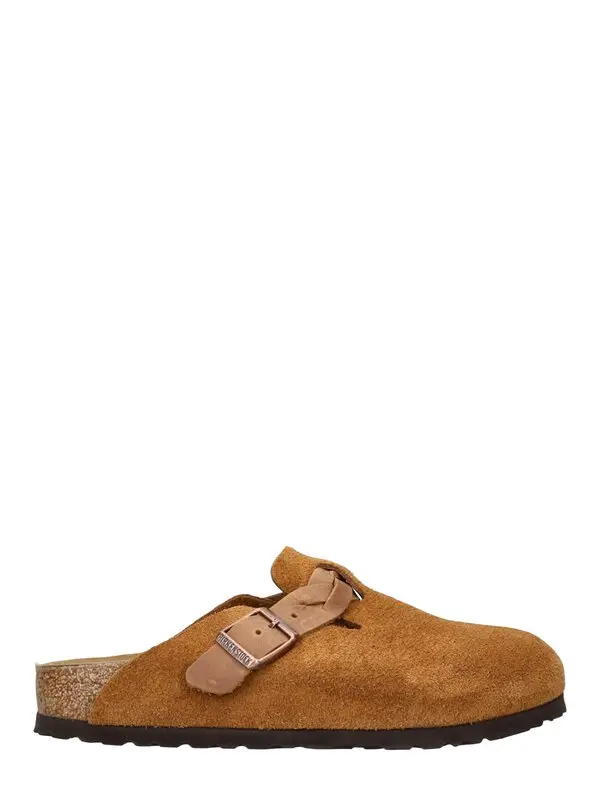 BIRKENSTOCK Suede Boston Braid Clogs - Beige