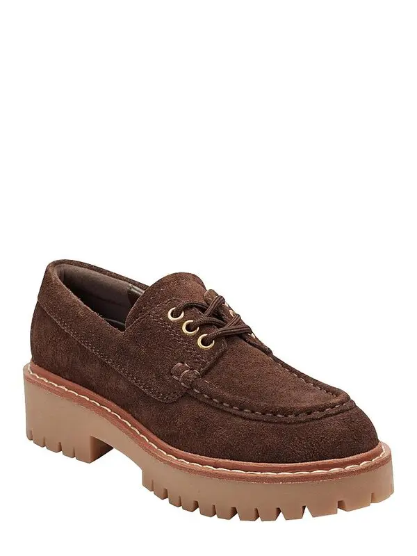 MARC FISHER LTD. Nerida Suede Lug Sole Loafers - Dark Brown