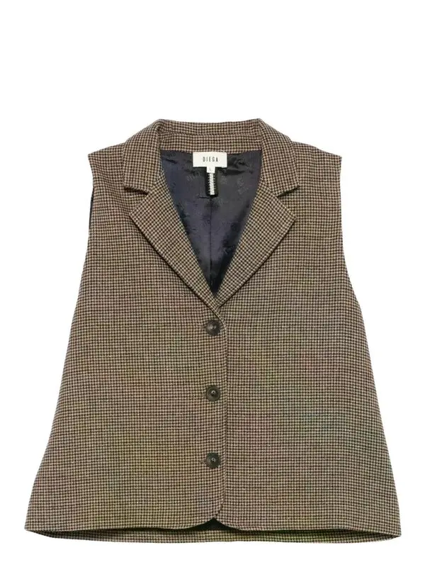 DIEGA Houndstooth Waistcoat - Brown