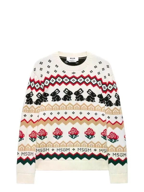 MSGM Wool-blend Crewneck Sweatshirt - Neutrals