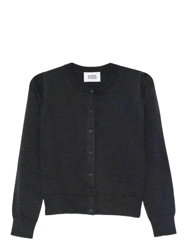 Alpha Studio Buttoned Crew-neck Cardigan - Grey