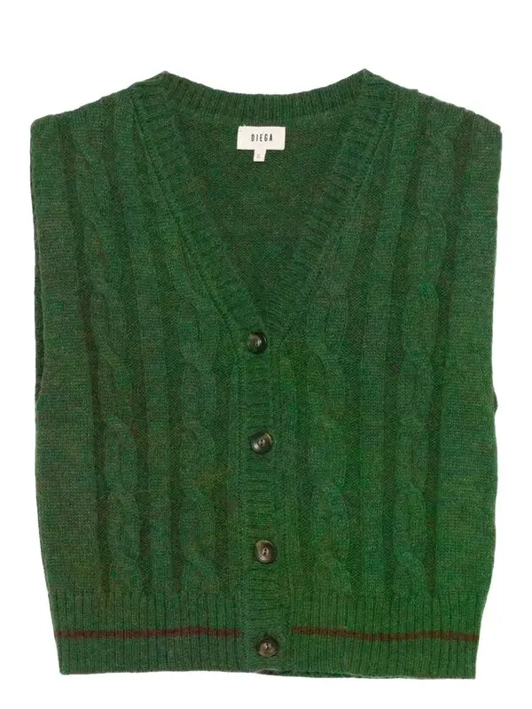 DIEGA Cable-knit Waistcoat - Green