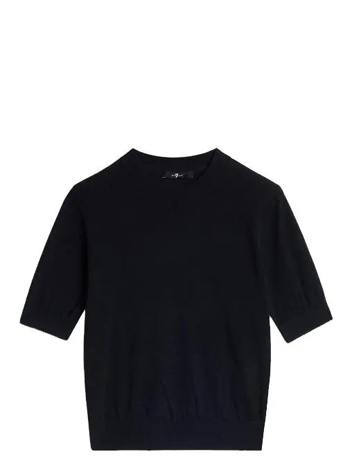7 For All Mankind Wool Short Sleeve Sweater - Black