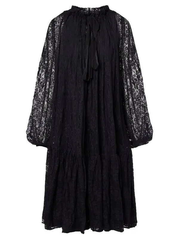 Patou Lace Midi Dress - Black