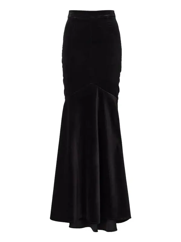 Patou Cotton-blend Velvet Maxi Skirt - Black