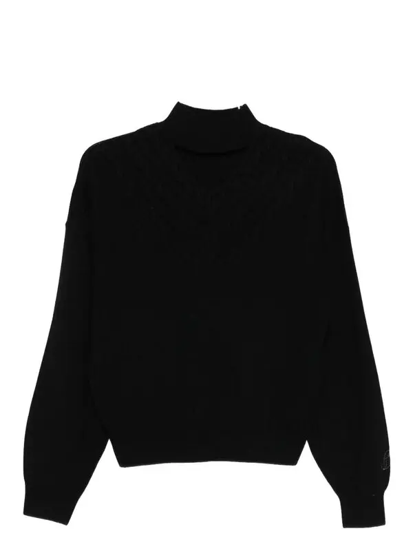 Blumarine Cable-knit Roll Neck Sweater - Black
