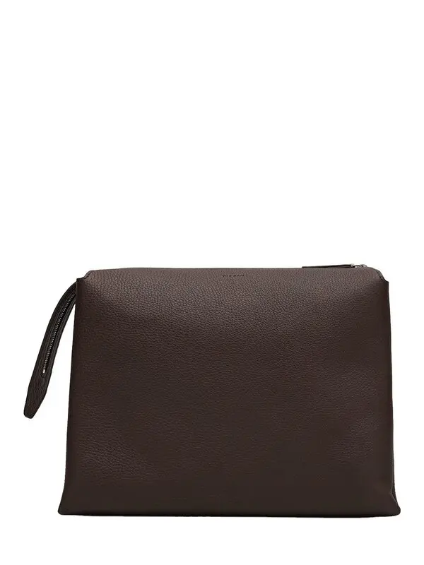 THE ROW Nu Twin Crossbody In Lux Grained Calfskin - Deep Brown