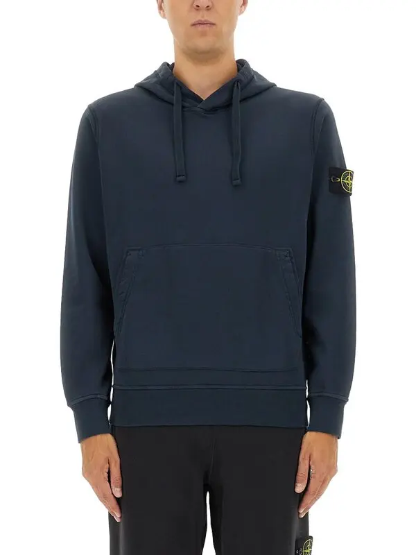 Stone Island Fleece Hoodie - Blue