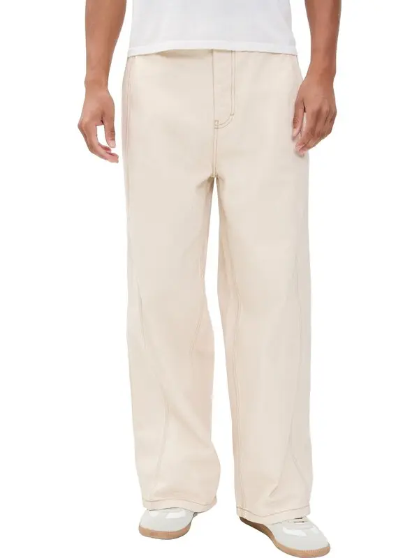 Ami Wide Leg Twill Trousers - Ecru
