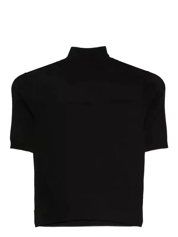 GOES BOTANICAL Short-sleeve Roll-neck Sweater - Black