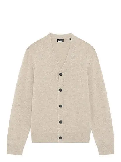 The Kooples V-neck Relaxed-fit Cashmere-blend Cardigan - Beige Melange