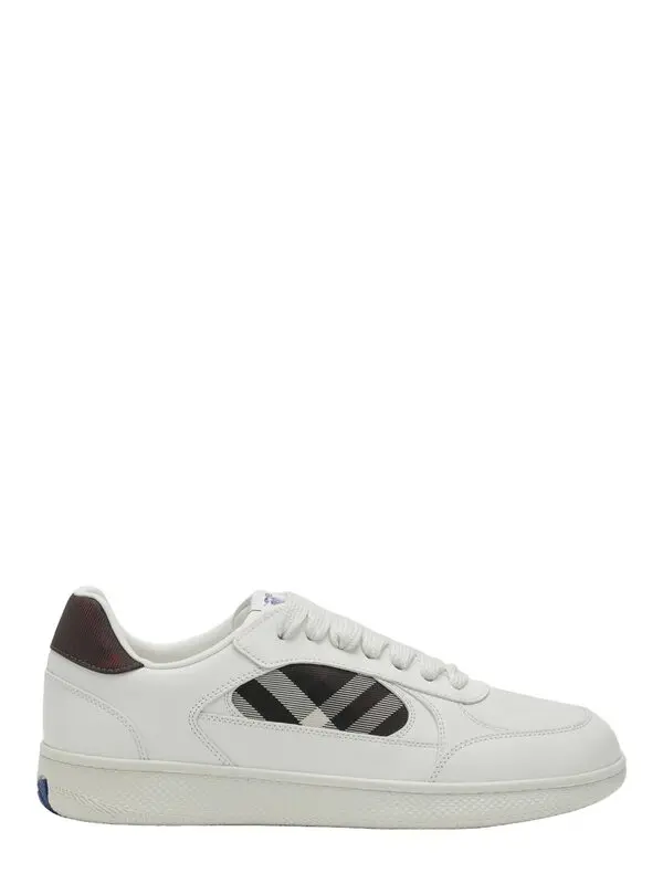 Burberry Leather And Check Sneaker - White