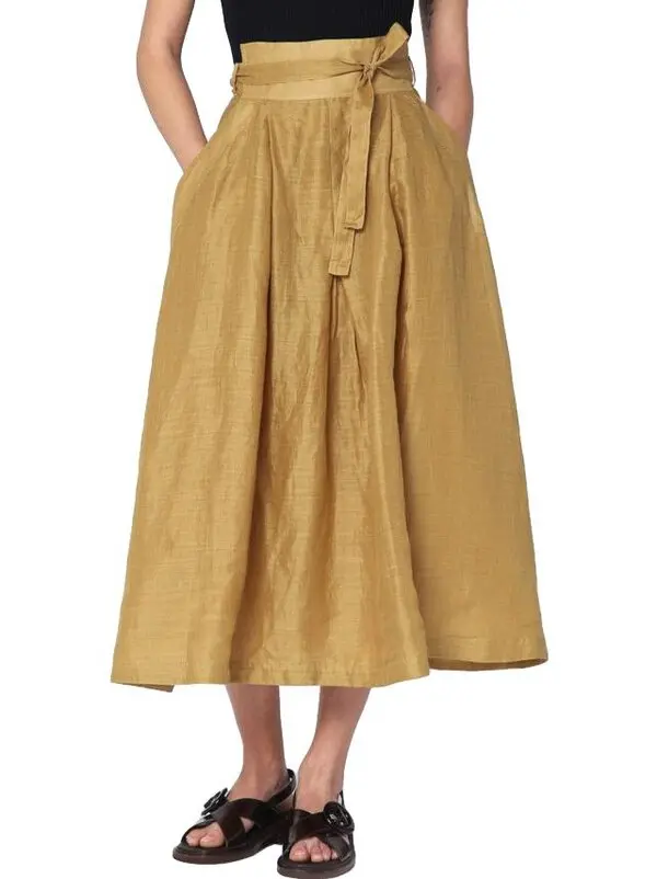MKDT STUDIO Ramie Pleated Skirt - Green