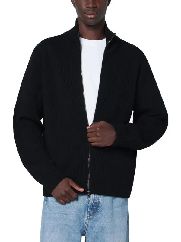 ROBERTO COLLINA Wool Zip Cardigan - Black
