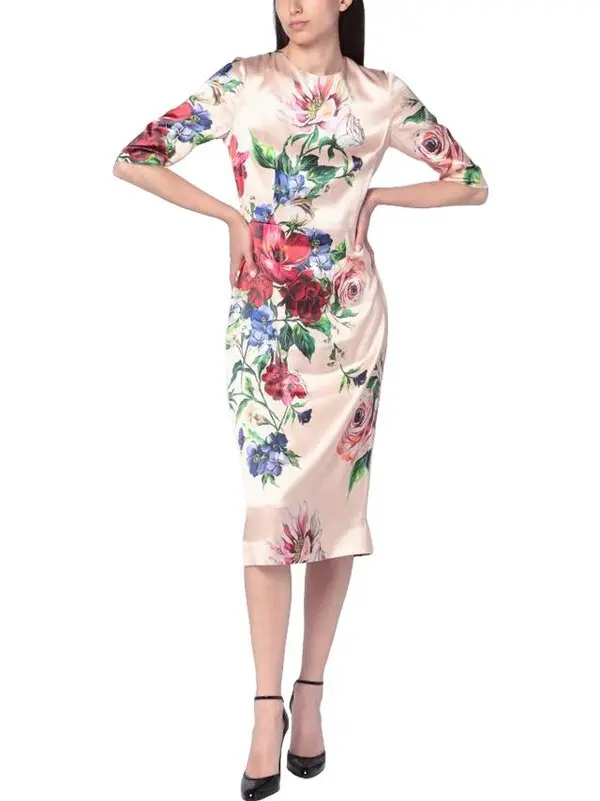 Dolce & Gabbana Floral Print Midi Dress - Multicolor