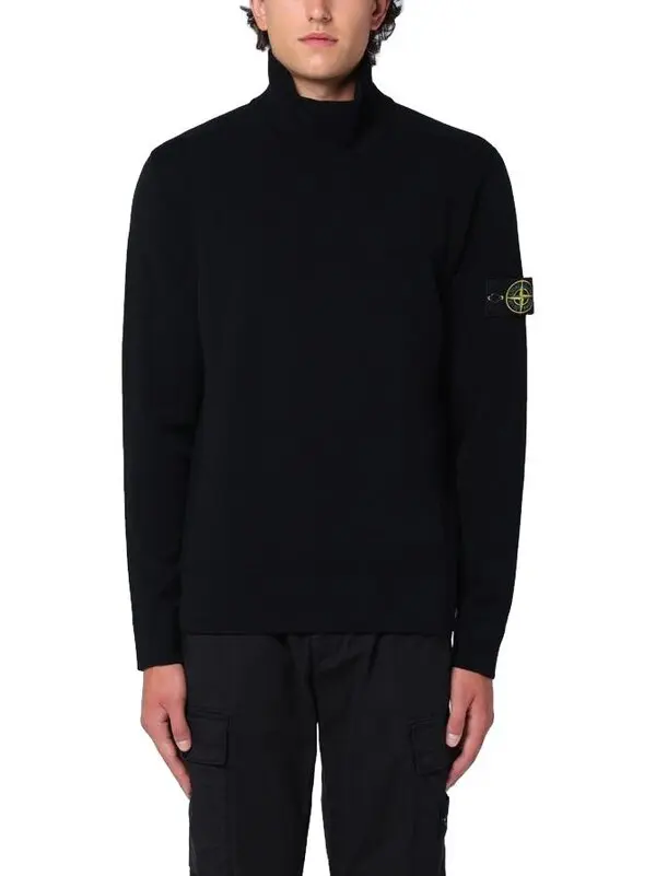 Stone Island Wool-blend Turtleneck Sweater - Black
