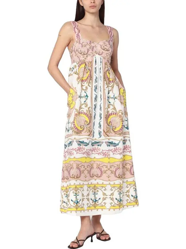 Farm Rio Linen-blend Dress With Nautical Print - White