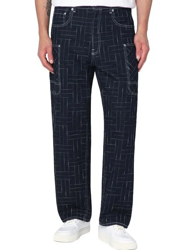 Kenzo Weave Jacquard Cargo Jeans - Blue