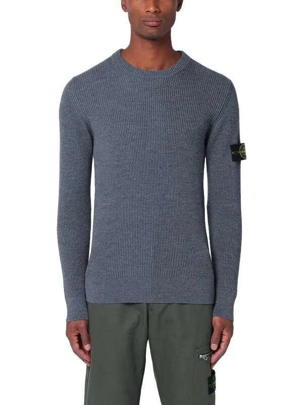 Stone Island Crewneck Virgin Wool Sweater - Grey