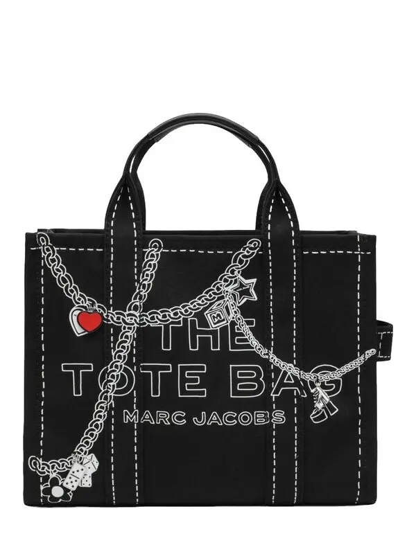 Marc Jacobs The Small Tote Bag In Canvas With Designs - Black