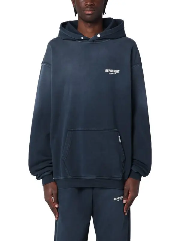REPRESENT Washed Oversized Hooded Sweatshirt - Blue