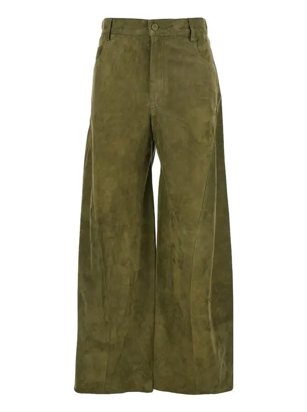 Marni Suede Wide Leg Pants - Green