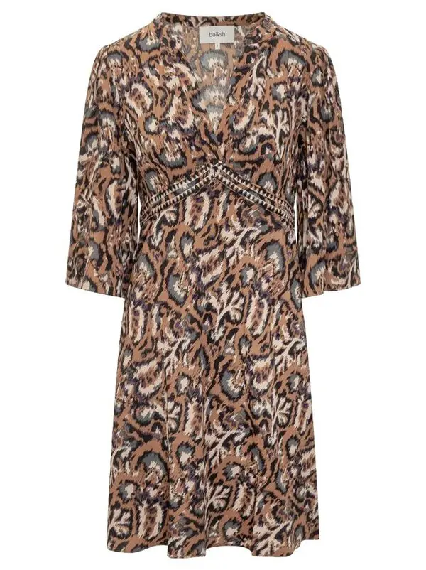 Ba&sh Short Dress With Animal Print - Brown