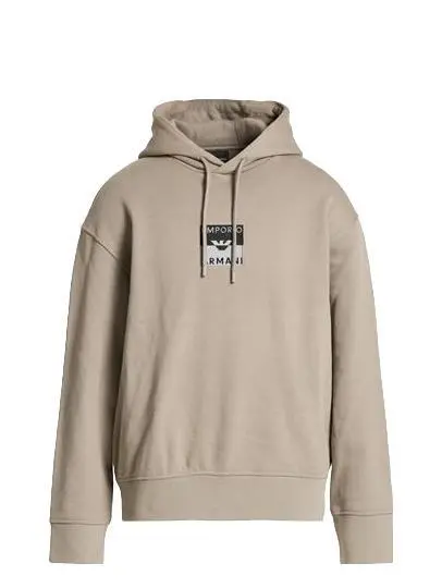 Emporio Armani Cotton-elastane Embroidered Logo Hoodie - Sage Green