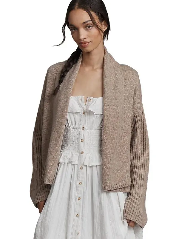 FLAT WHITE Mariel Cashmere-blend Cardigan Sweater - Taupe