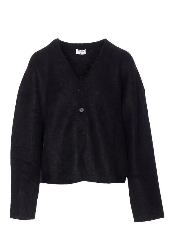Filippa K Fluffy Cardigan With Frontal Button Closure - Black