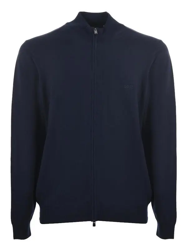 Hugo Boss Cardigan In Virgin Wool - Blue