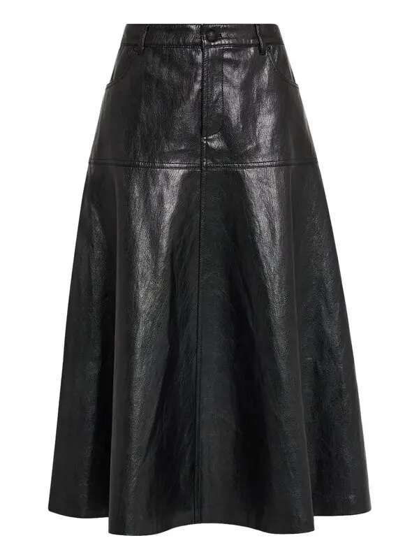 Kobi Halperin Rhea Circle-cut Faux Leather Midi Skirt - Black