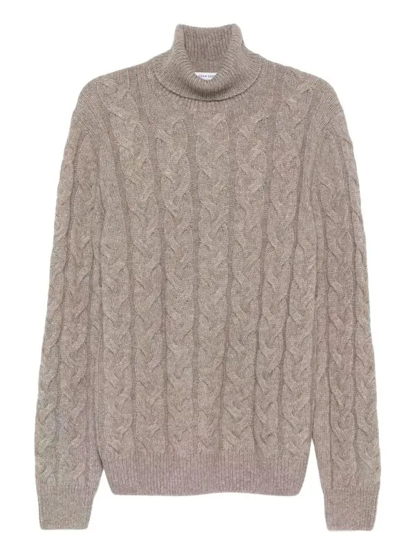 GRAN SASSO Cable-knit Roll-neck Sweater - Brown
