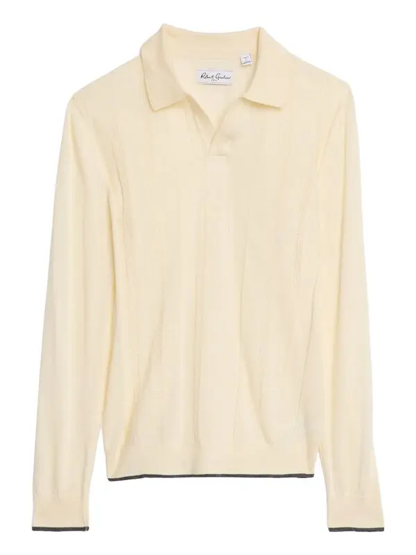 Robert Graham Fenmore Merino Knit Johnny Collar Sweater - Offwhite