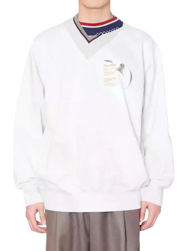 Kolor V-neck Graphic Print Sweatshirt - Grey