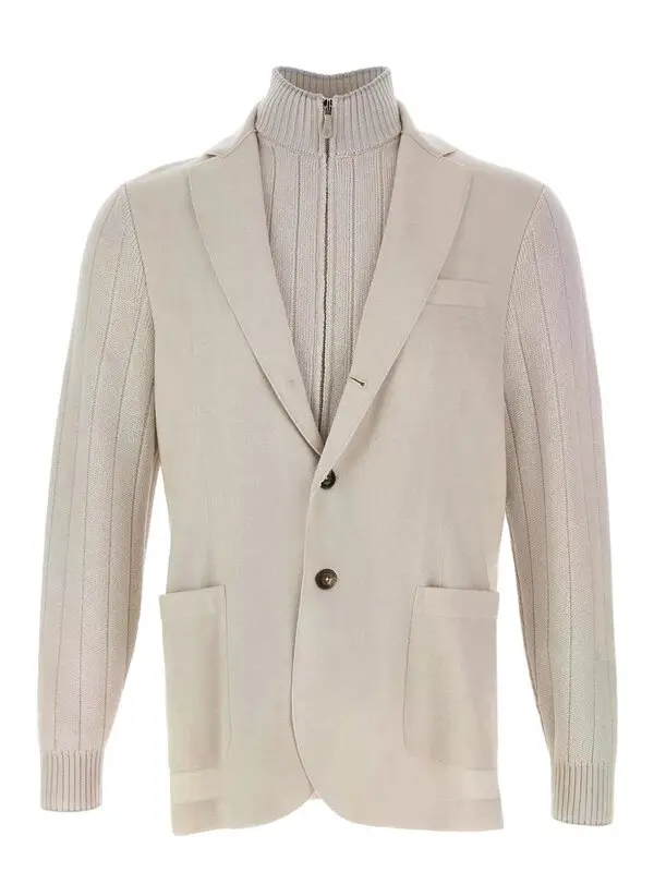 Eleventy Ribbed Knit Blazer - Neutrals