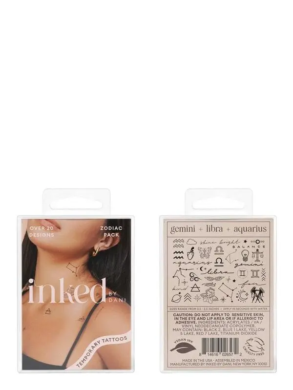 INKED BY DANI Zodiac Collection: Air Signs Temporary Tattoo Pack - One-color