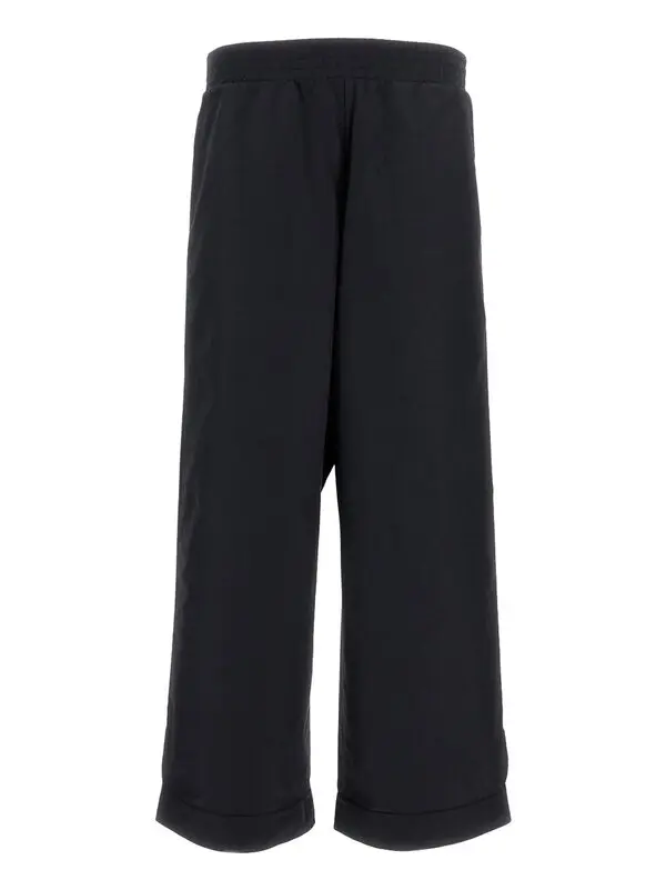 Plan C Wide-leg Cotton Trousers - Black